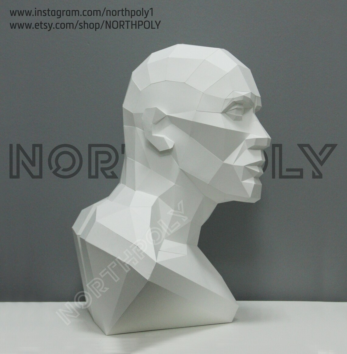 Male Bust Papercraft, Digital Template, PDF Download, Gurko, 3D Low ...