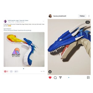 Papercraft Dragon With Flame, Digital Template, PDF Download, Gurko, 3D ...