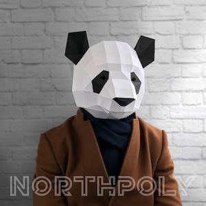Panda Mask Papercraft, Bear, Digital Template, PDF Download, Gurko, 3D ...