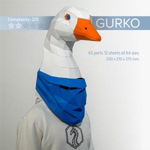 Goose Mask Papercraft, Bird, Digital Template, PDF Download, Gurko, 3D ...