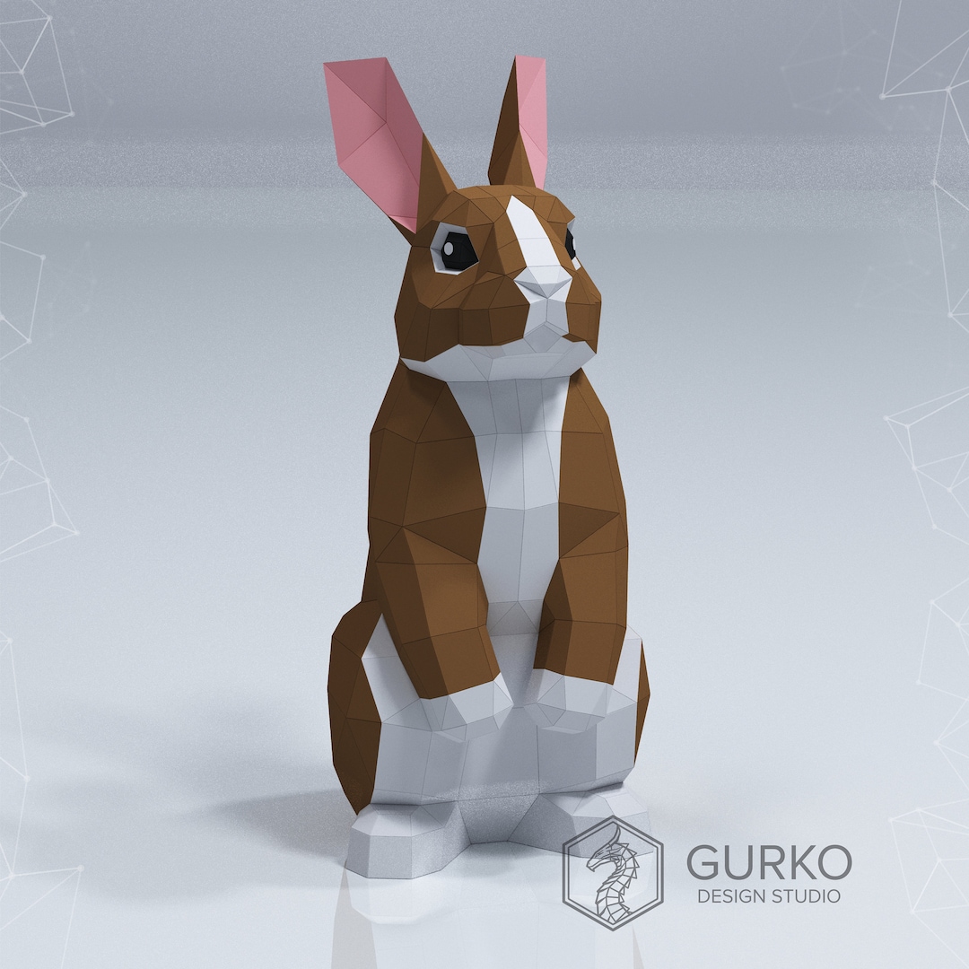 Standing Rabbit Papercraft, Hare, Digital Template, PDF Download, Gurko ...