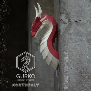 Fire Dragon Papercraft, Digital Template, PDF Download, Gurko, 3D Low ...