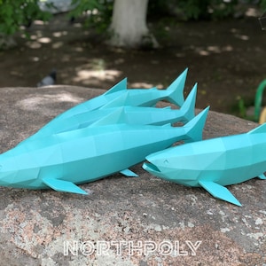 Salmon Papercraft, Fish, Digital Template, PDF Download, Gurko, 3D Low ...