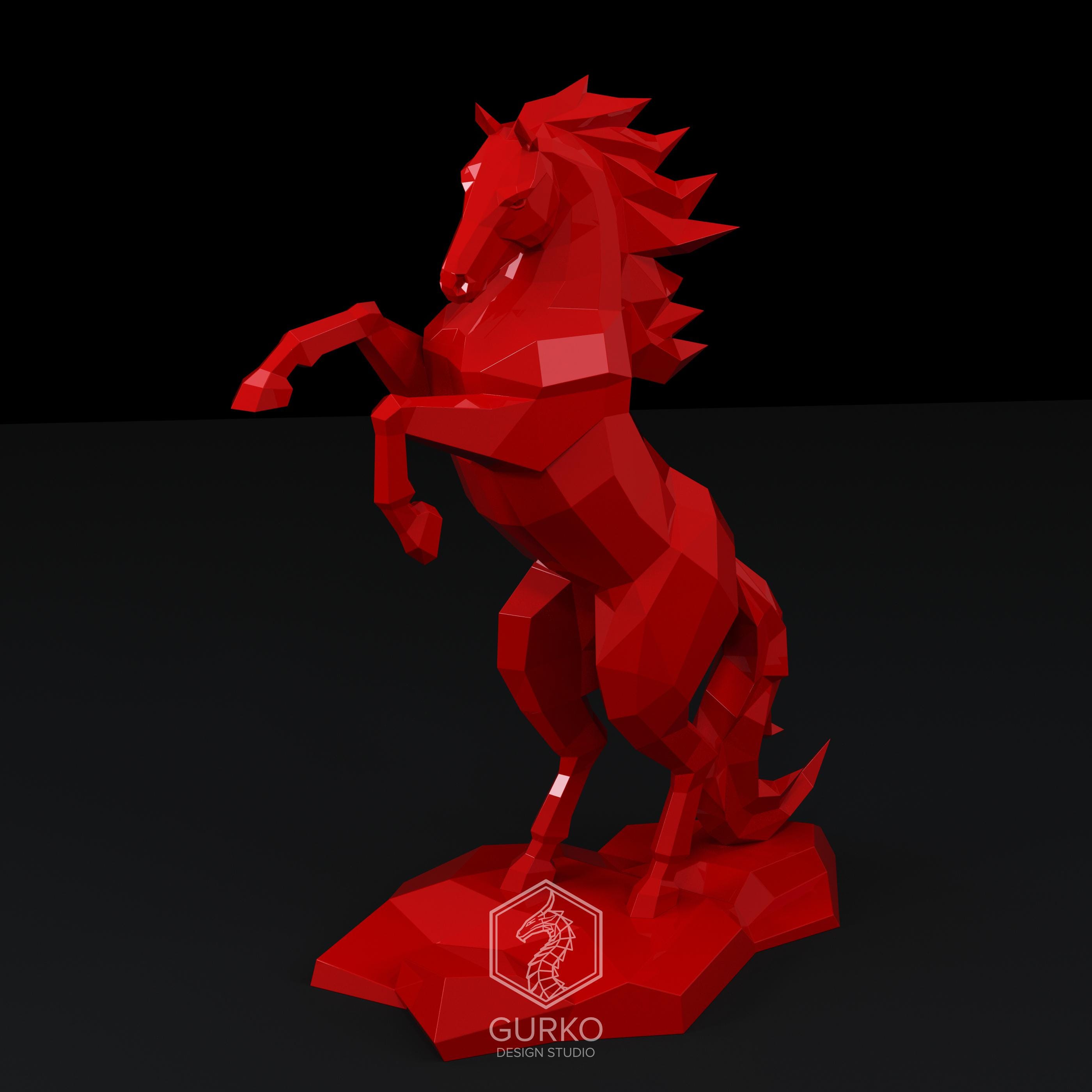 Rearing Horse 2,5m, Metal Papercraft, DXF, PDF, Digital Template ...