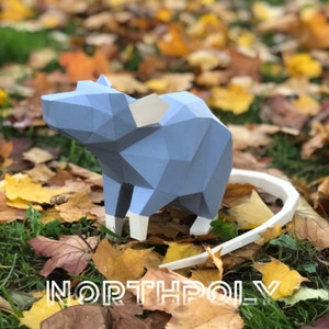 4 Rats Papercraft, Mouse, Digital Template, PDF Download, Gurko, 3D Low ...