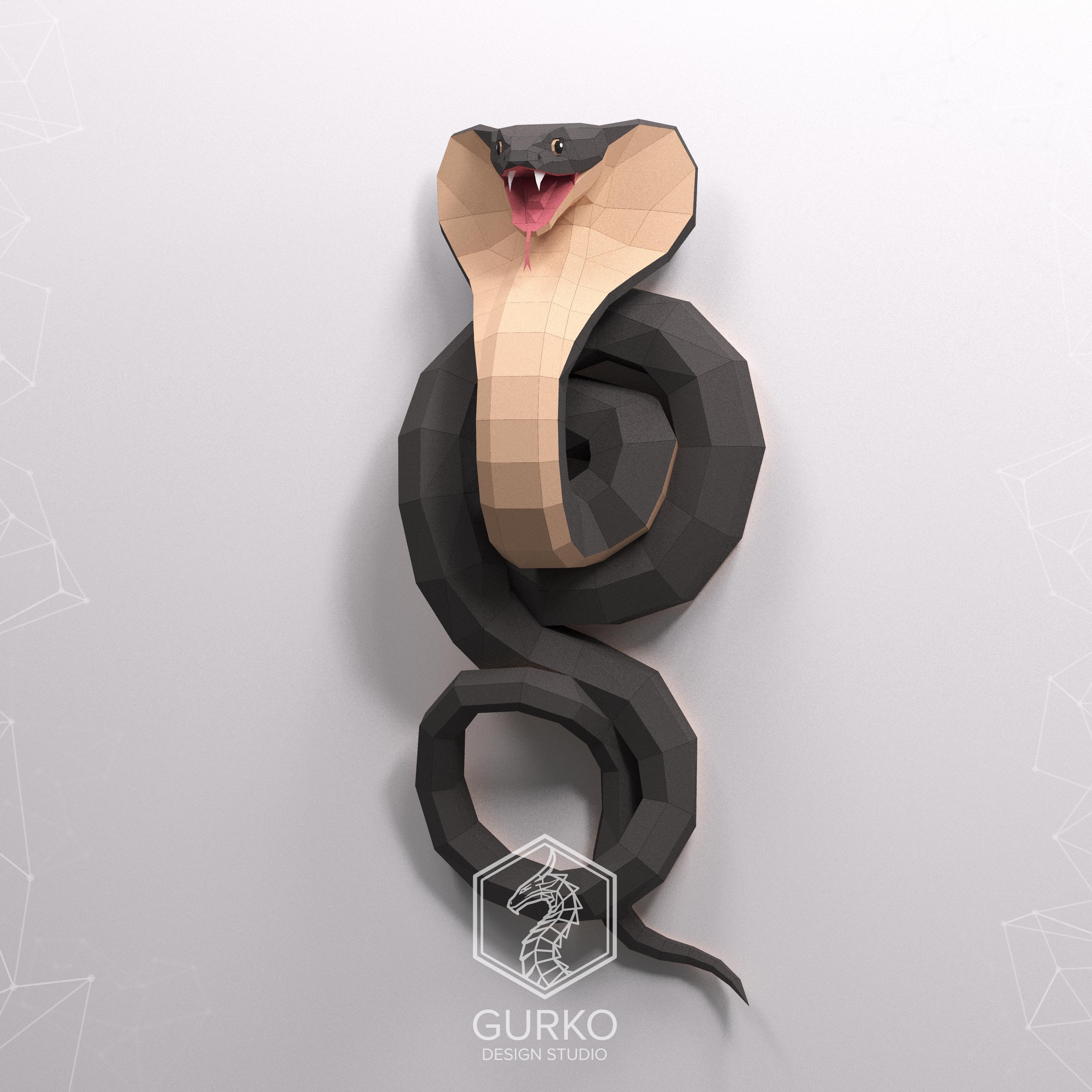 Papercraft Cobra on the Wall, Snake, Digital Template, PDF Download ...