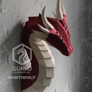 Fire Dragon Papercraft, Digital Template, PDF Download, Gurko, 3D Low ...