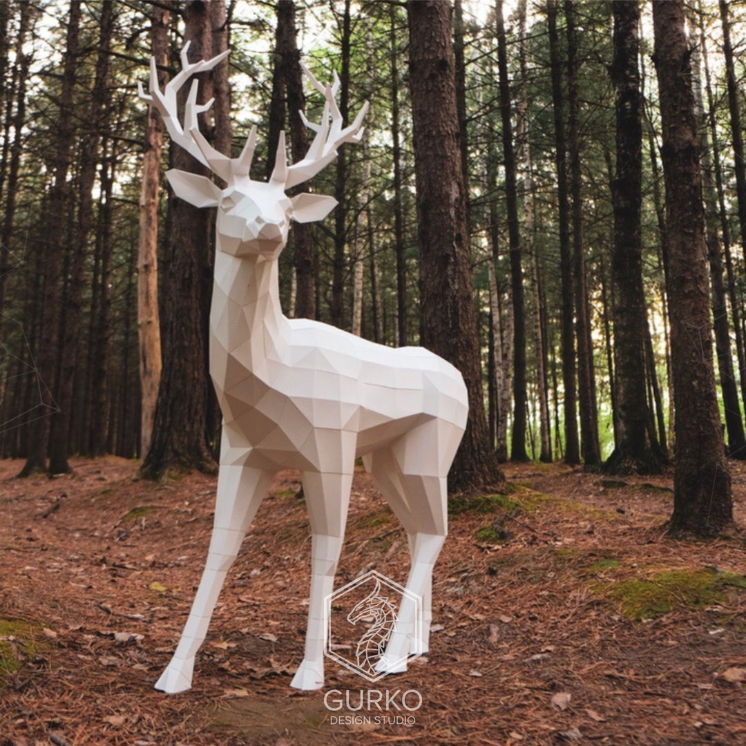 Papercraft Deer 1500mm, Digital Template, PDF Download, Gurko, 3D Low ...