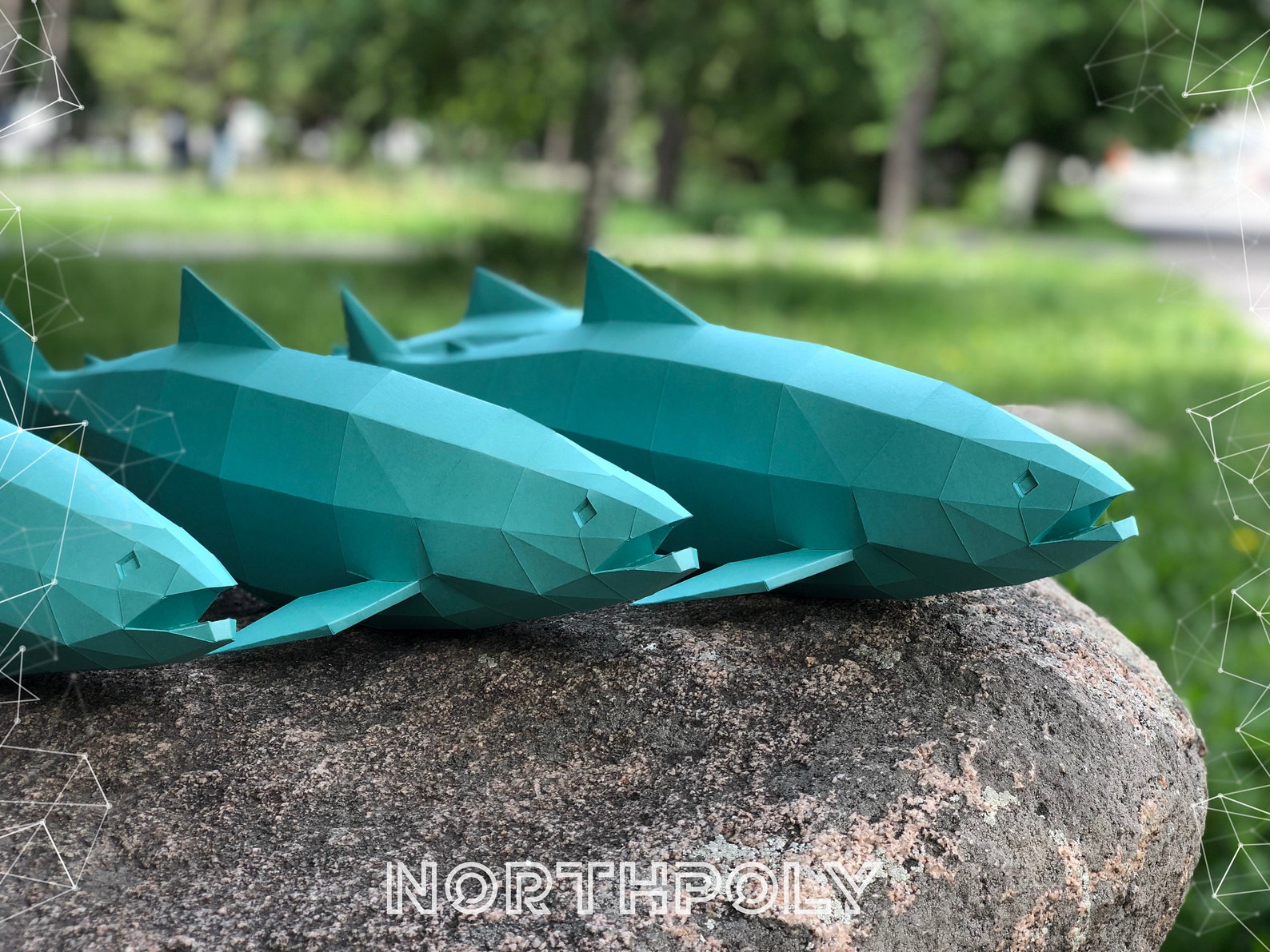 Salmon Papercraft, Fish, Digital Template, PDF Download, Gurko, 3D Low ...
