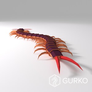 Scolopendra Papercraft, Centipede, Digital Template, PDF, SVG, DXF ...