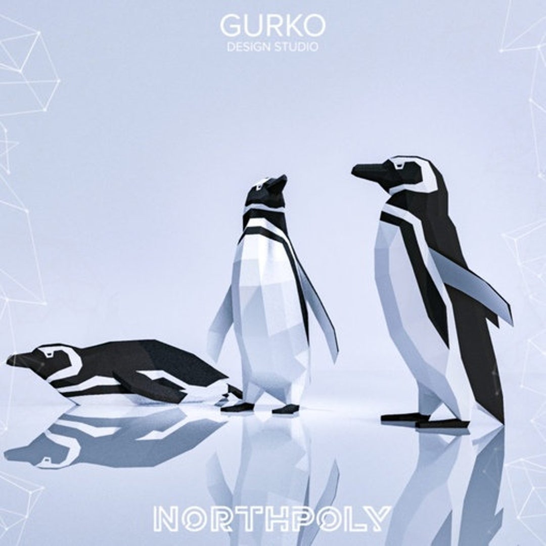 3 Magellanic Penguins Papercraft, Digital Template, PDF Download, Gurko ...