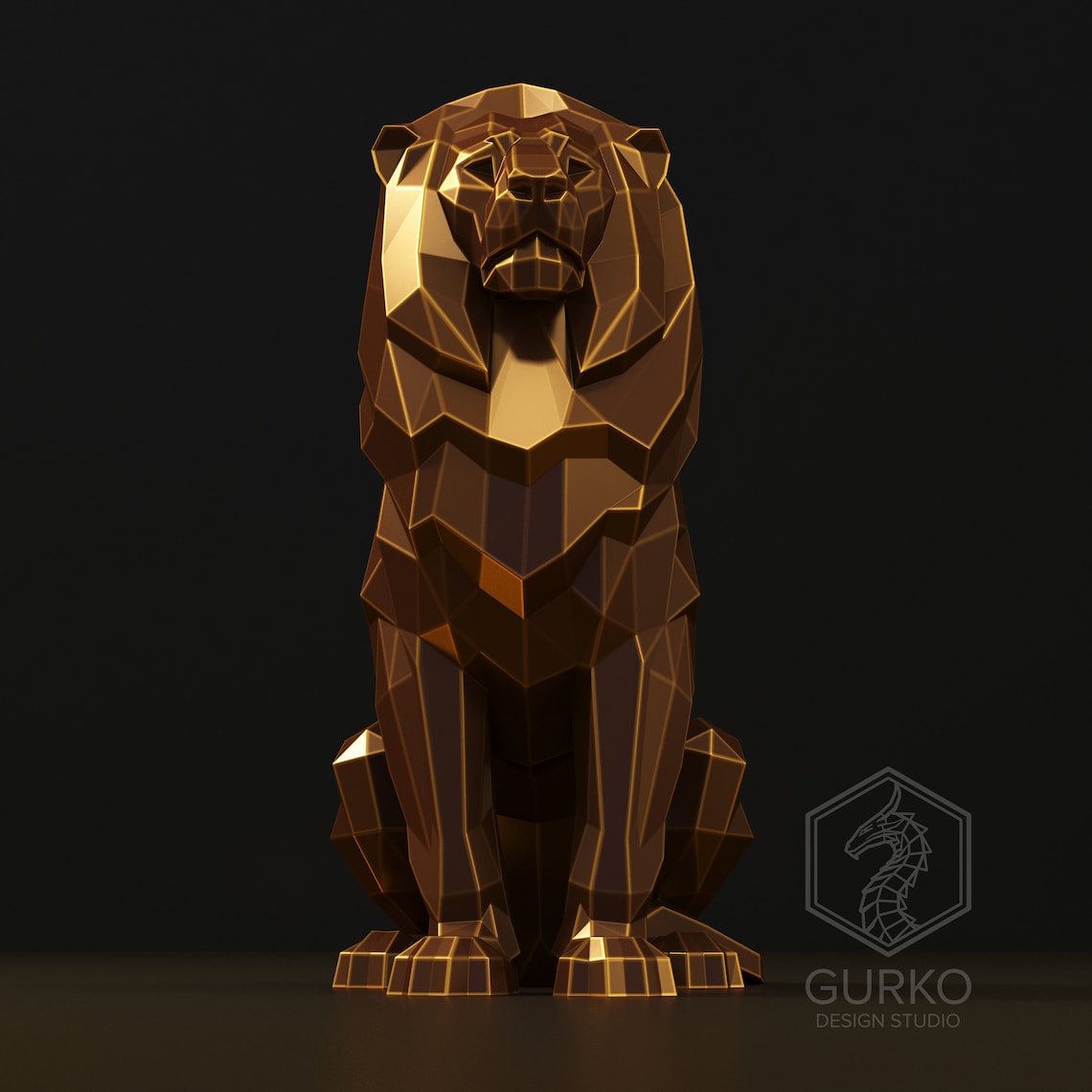 Sitting Lion Metal Papercraft, Cat, DXF, PDF, Digital Template Download ...
