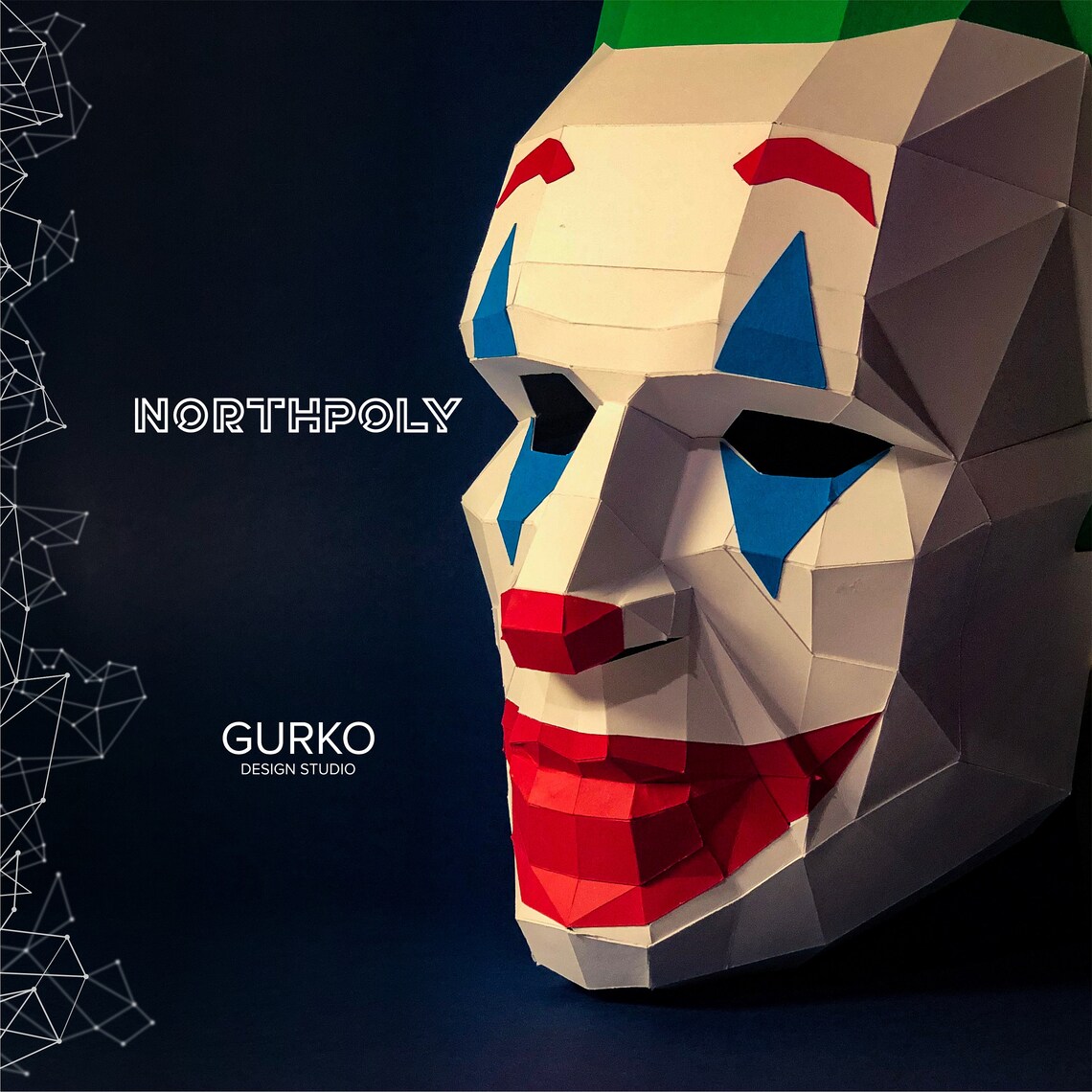 Clown Mask Papercraft, Halloween, Pdf, Gurko, Pepakura, Template, 3D ...