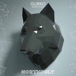 Wolf Head Papercraft, Digital Template, PDF Download, Gurko, Trophy, 3D ...