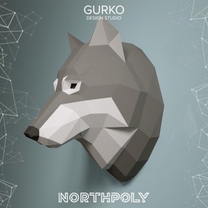 Wolf Head Papercraft, Digital Template, PDF Download, Gurko, Trophy, 3D ...