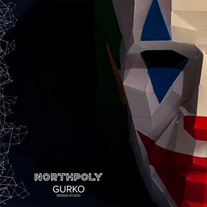 Clown Mask Papercraft, Digital Template, PDF Download, Gurko, 3D Low ...