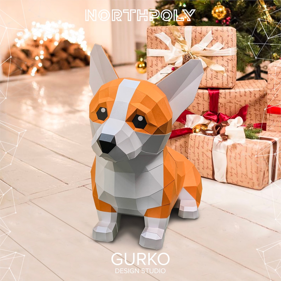 Papercraft Corgi Puppy, Dog, Digital Template, PDF Download, Gurko, 3D ...