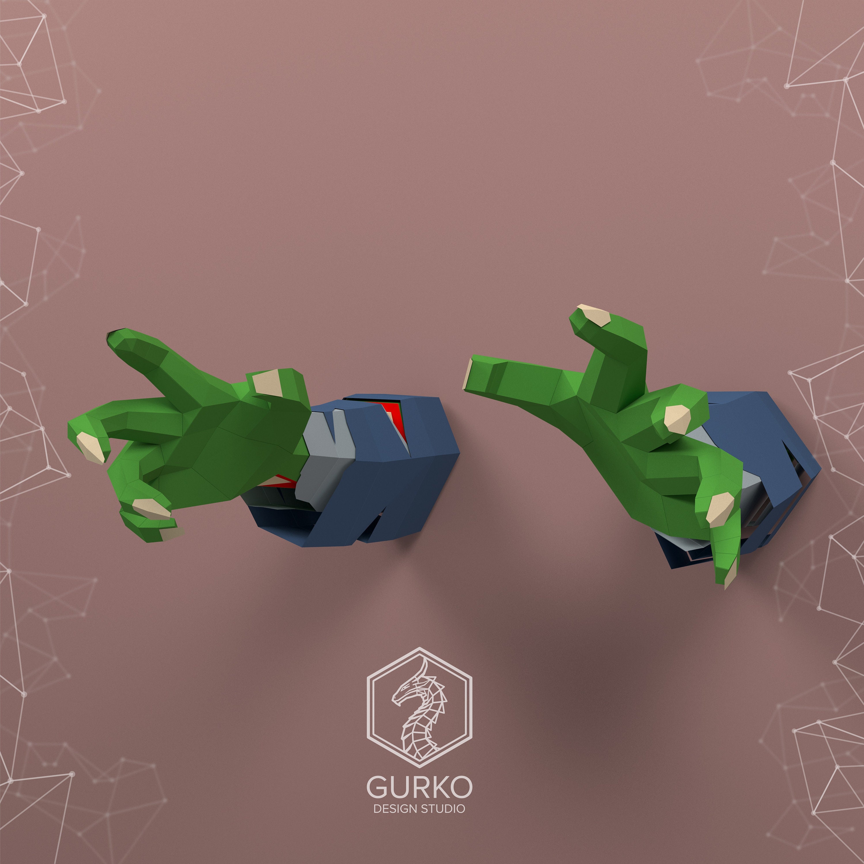 Zombie Hands Papercraft, Halloween, Pdf, Gurko, Pepakura, Template, 3D ...