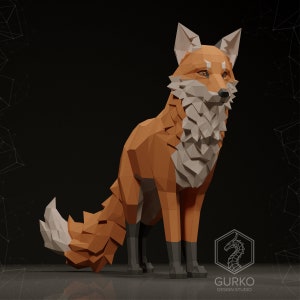 Standing Fox Papercraft, Digital Template, PDF, SVG, DXF Download ...