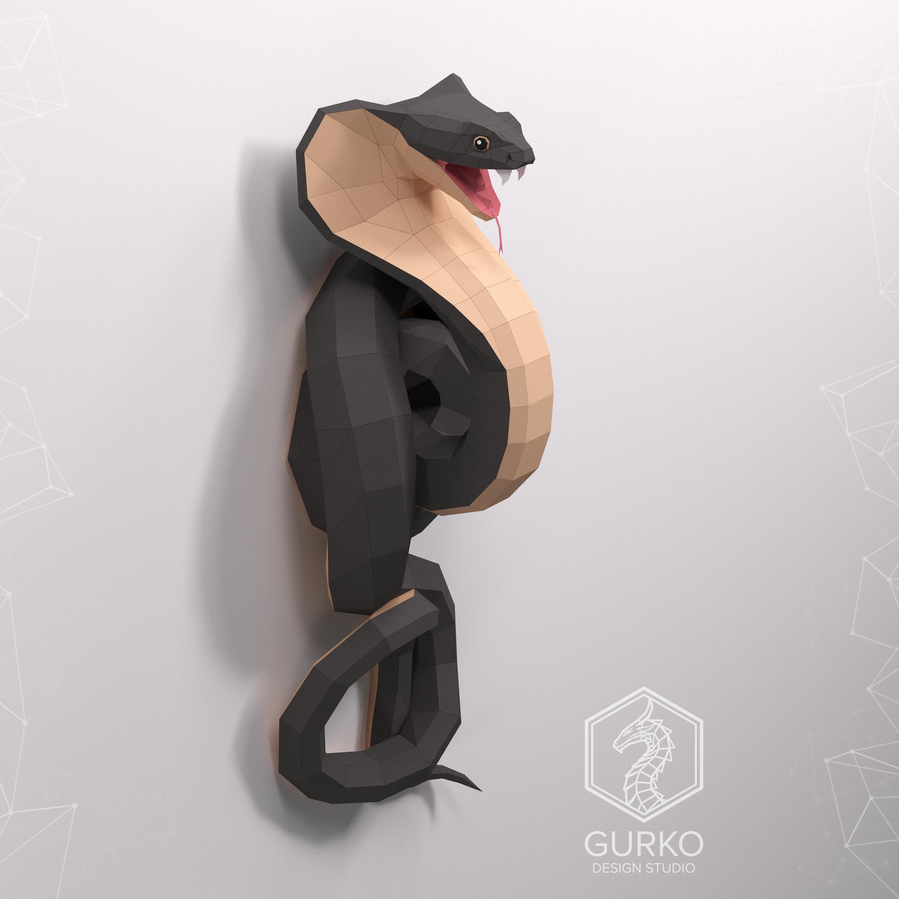 Papercraft Cobra on the Wall, Snake, Digital Template, PDF Download ...