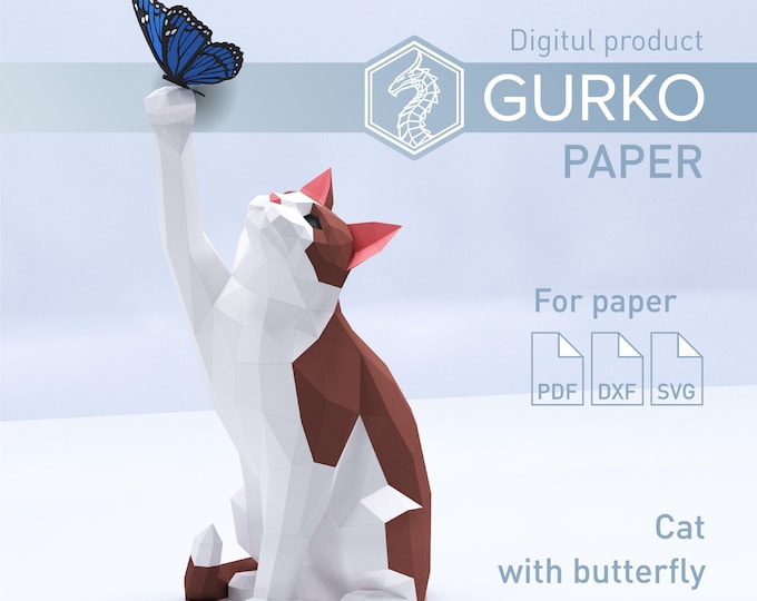 Munchkin Cat Stand up Paper Craft, Digital Template, Origami, PDF ...