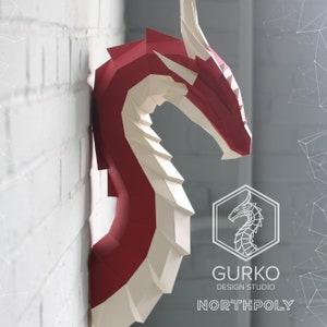 Fire Dragon Papercraft, Digital Template, PDF Download, Gurko, 3D Low ...