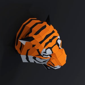 Angry Tiger Head Papercraft, Cat, Digital Template, PDF Download, Gurko ...