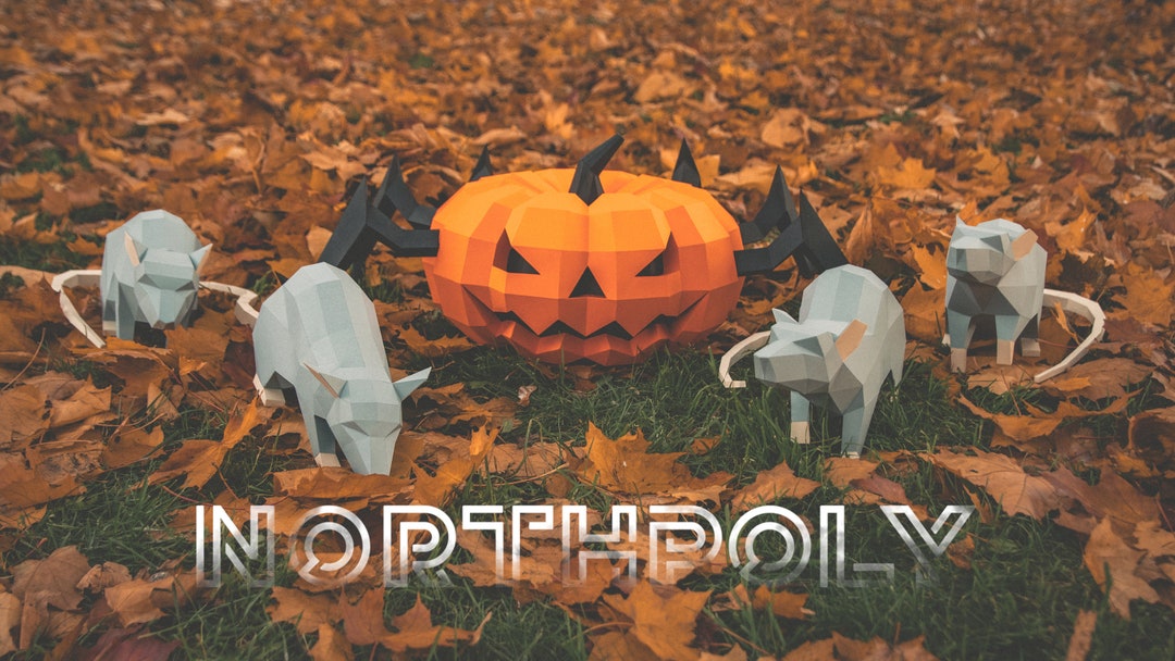 4 Rats and Pumpkin-spider Papercraft, Digital Template, PDF Download ...