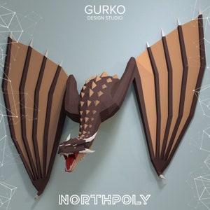 Papercraft Dragon Crawling Out of the Wall, Digital Template, PDF ...