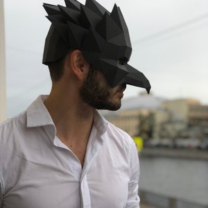 Crow Mask Papercraft, Digital Template, PDF Download, Gurko, 3D Low ...