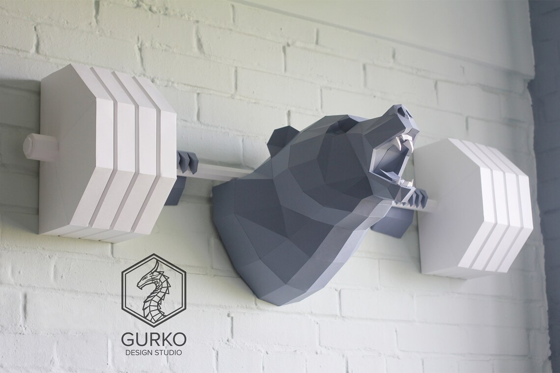 Strong Bear Papercraft, Digital Template, PDF Download, Gurko, Trophy ...