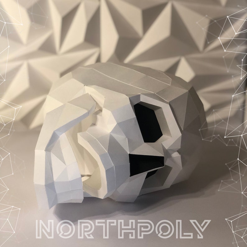 Skull Papercraft, Digital Template, PDF Download, Gurko, 3D Low Poly ...