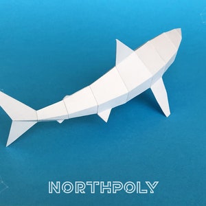 Shark Papercraft, Fish, Digital Template, PDF Download, Gurko, 3D Low ...