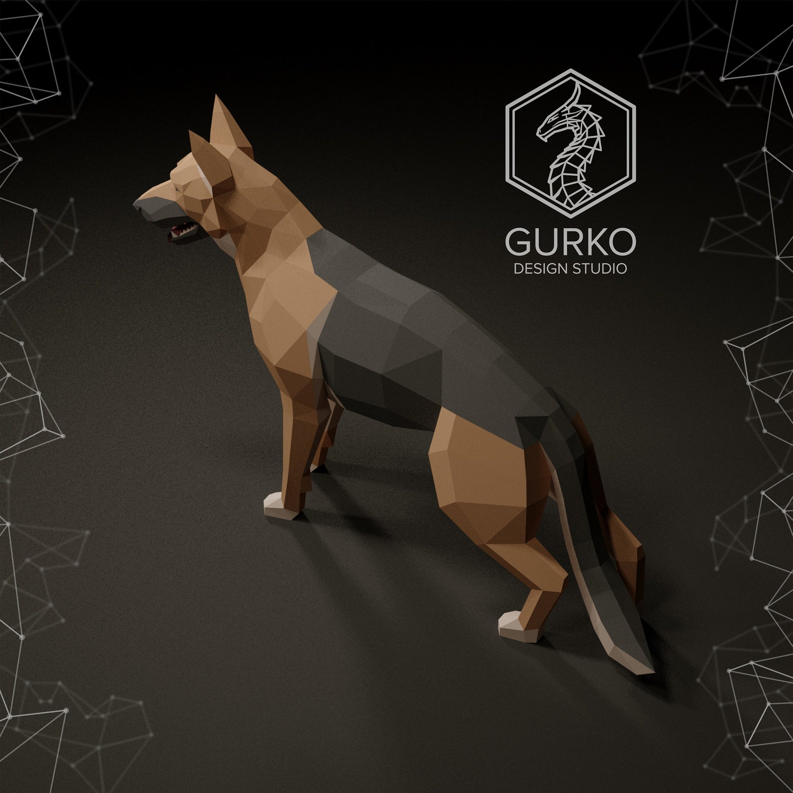 German Shepherd Papercraft, Dog, Digital Template, PDF Download, Gurko ...
