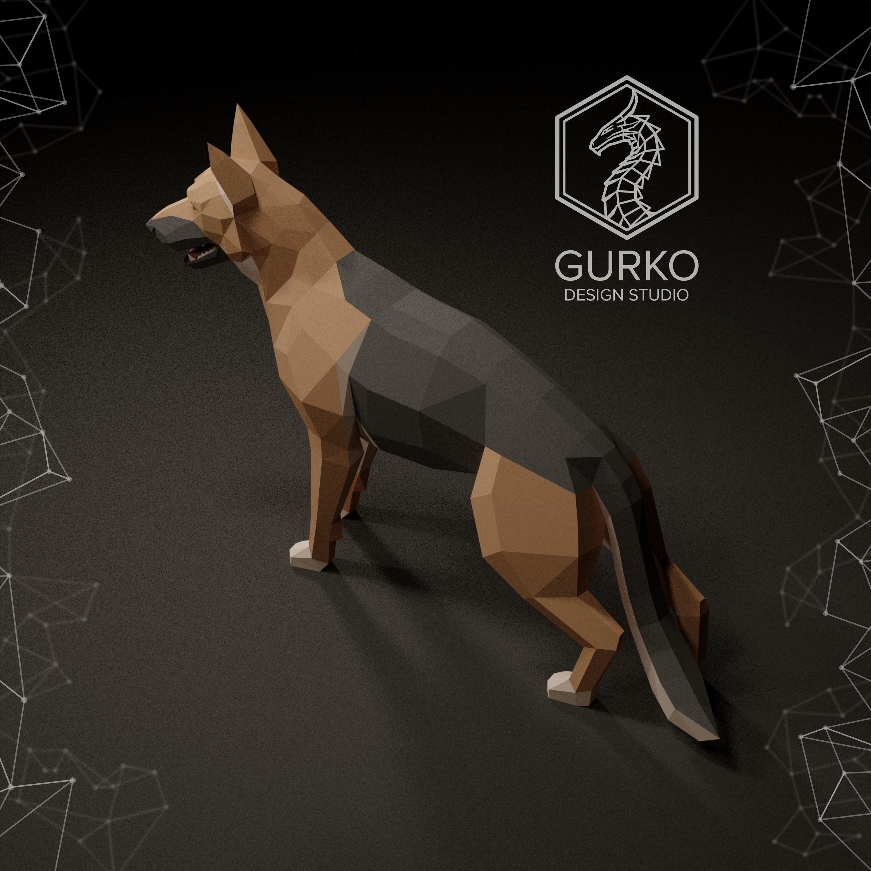 German Shepherd Papercraft, Dog, Digital Template, PDF Download, Gurko ...