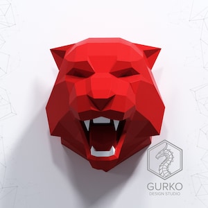 Tiger Head Metal Papercraft, DXF, PDF, Digital Template Download, Gurko ...