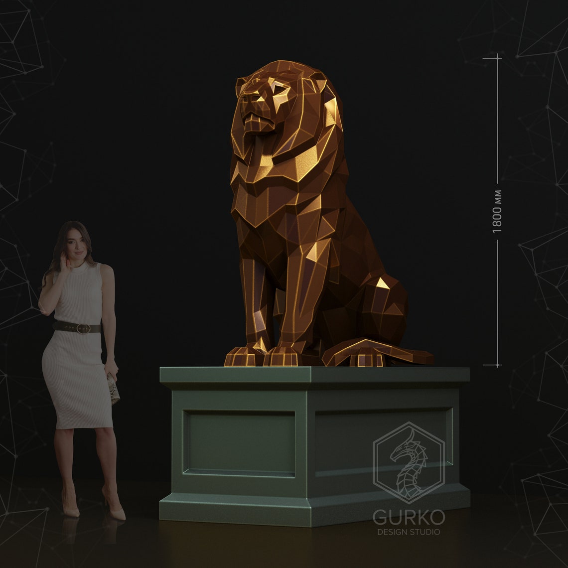 Sitting Lion Metal Papercraft, Cat, DXF, PDF, Digital Template Download ...