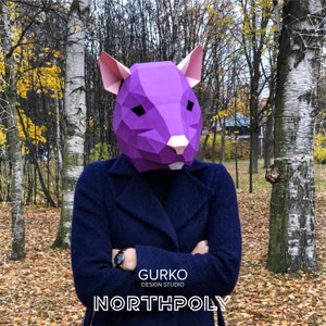Rat Mask Papercraft, Mouse, Digital Template, PDF Download, Gurko, 3D ...