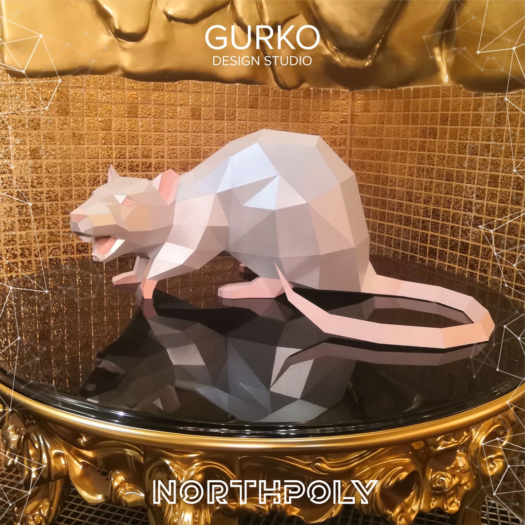 Angry Rat Papercraft, Mouse, Digital Template, PDF Download, Gurko, 3D ...