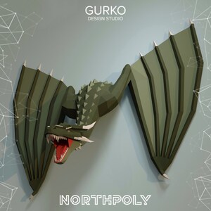 Papercraft Dragon Crawling Out of the Wall, Digital Template, PDF ...