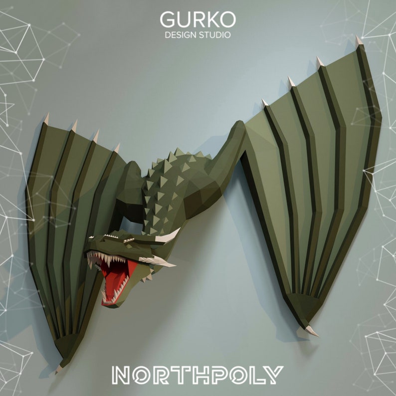 Papercraft Dragon Crawling Out of the Wall, Digital Template, PDF ...