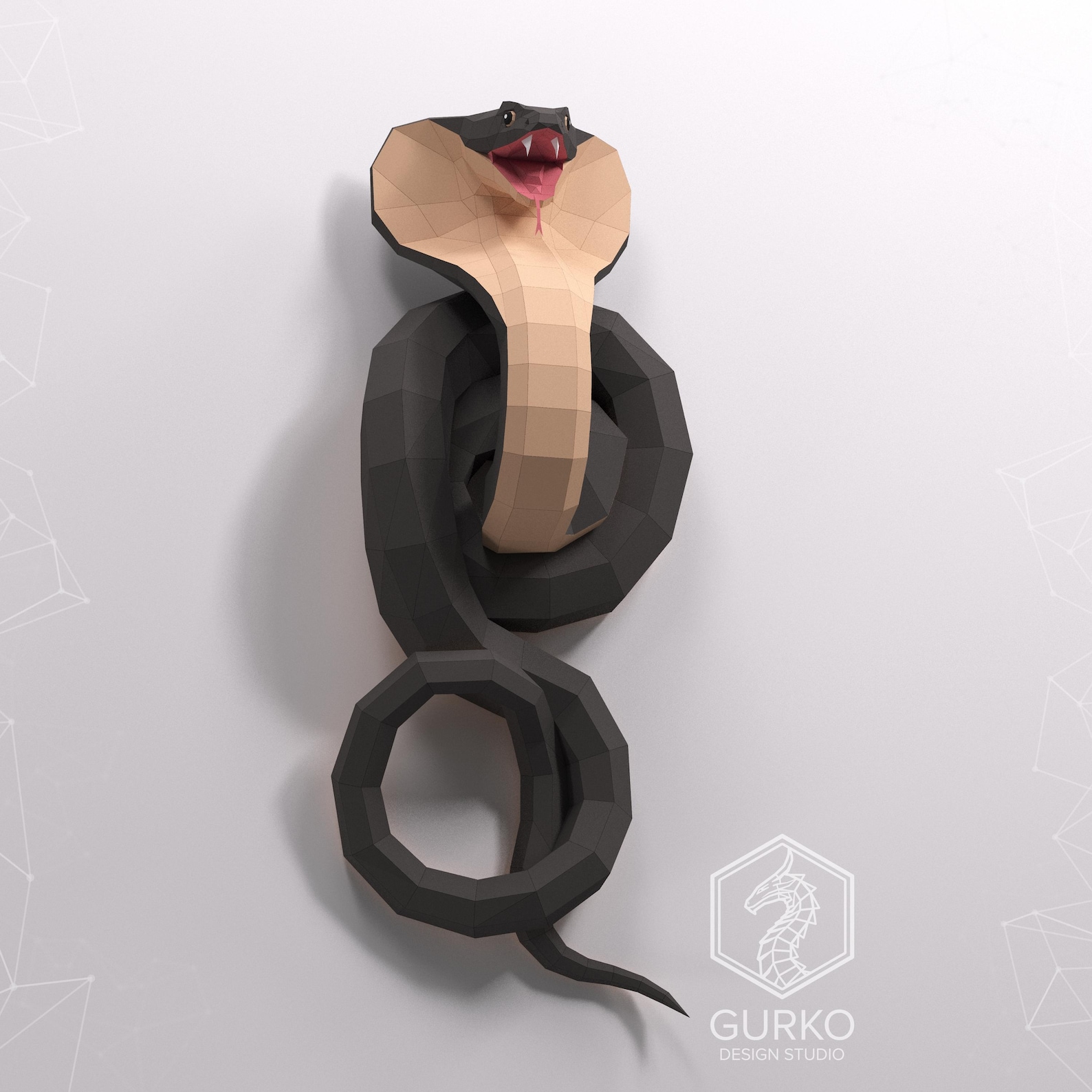 Papercraft Cobra on the Wall, Snake, Digital Template, PDF Download ...