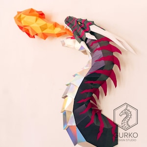 Papercraft Dragon With Flame, Digital Template, PDF Download, Gurko, 3D ...