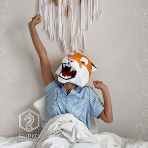 Angry Tiger Mask Papercraft, Cat, Digital Template, PDF Download, Gurko ...