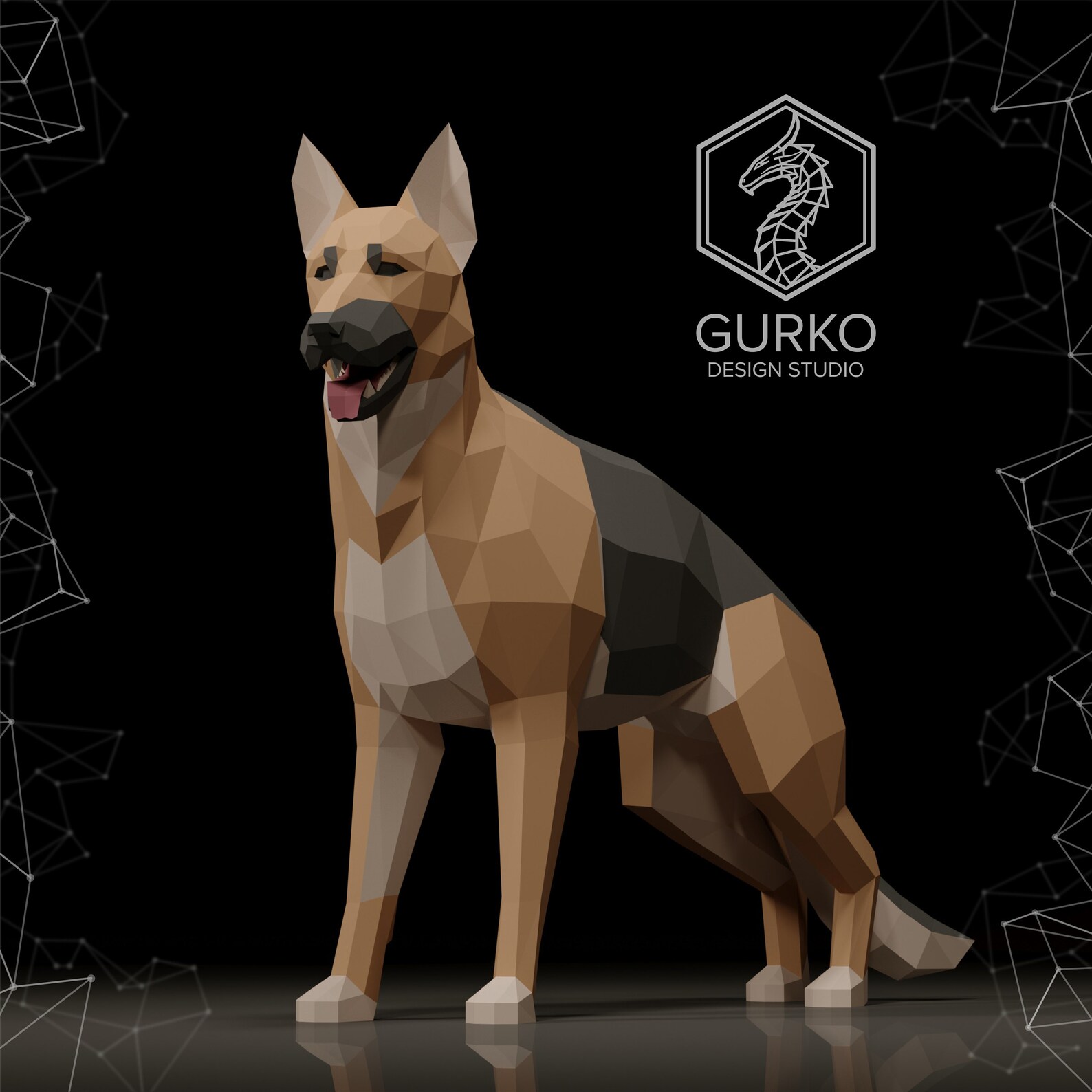 German Shepherd Papercraft, Dog, Digital Template, PDF Download, Gurko ...