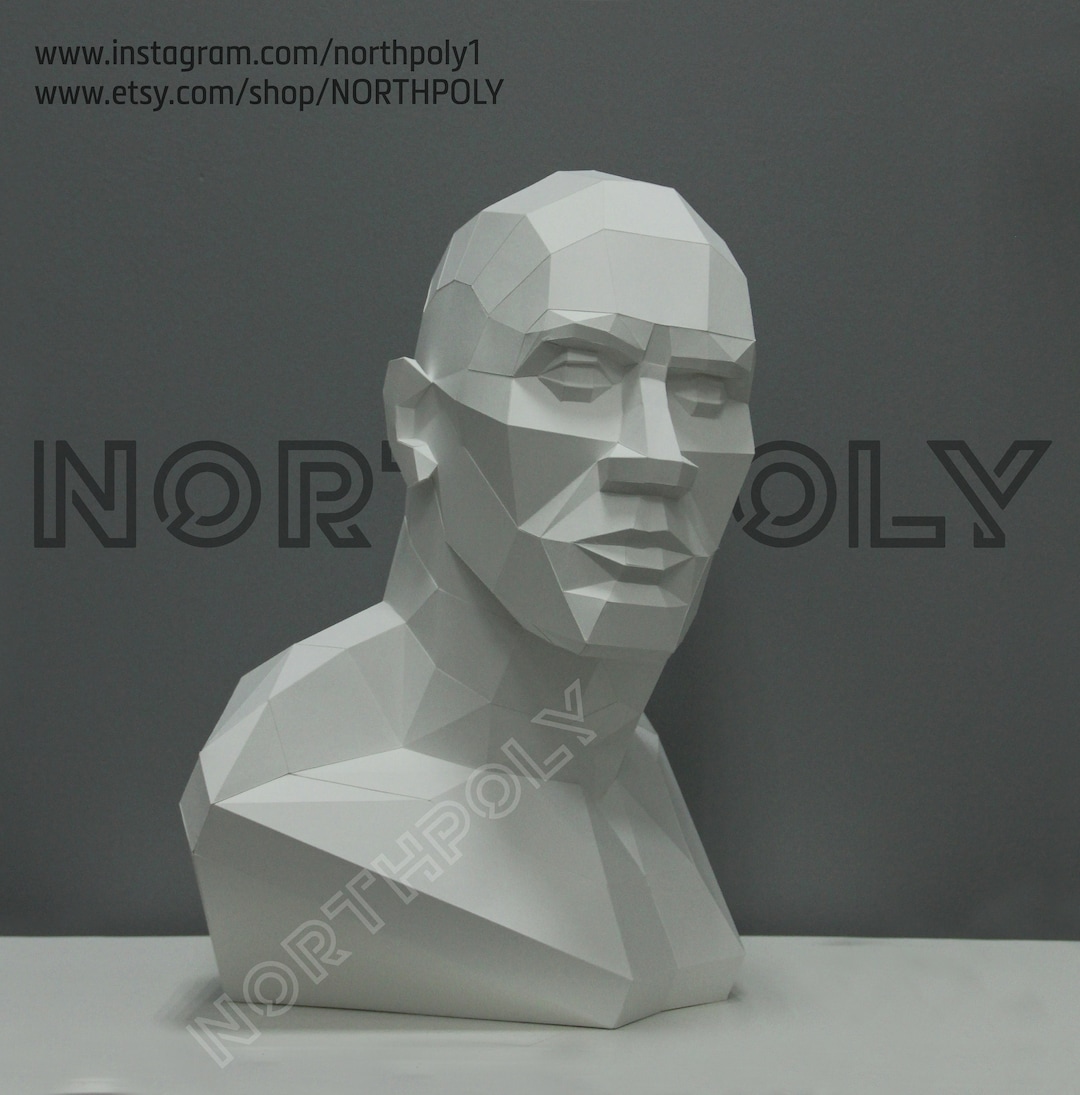 Male Bust Papercraft, Digital Template, PDF Download, Gurko, 3D Low ...