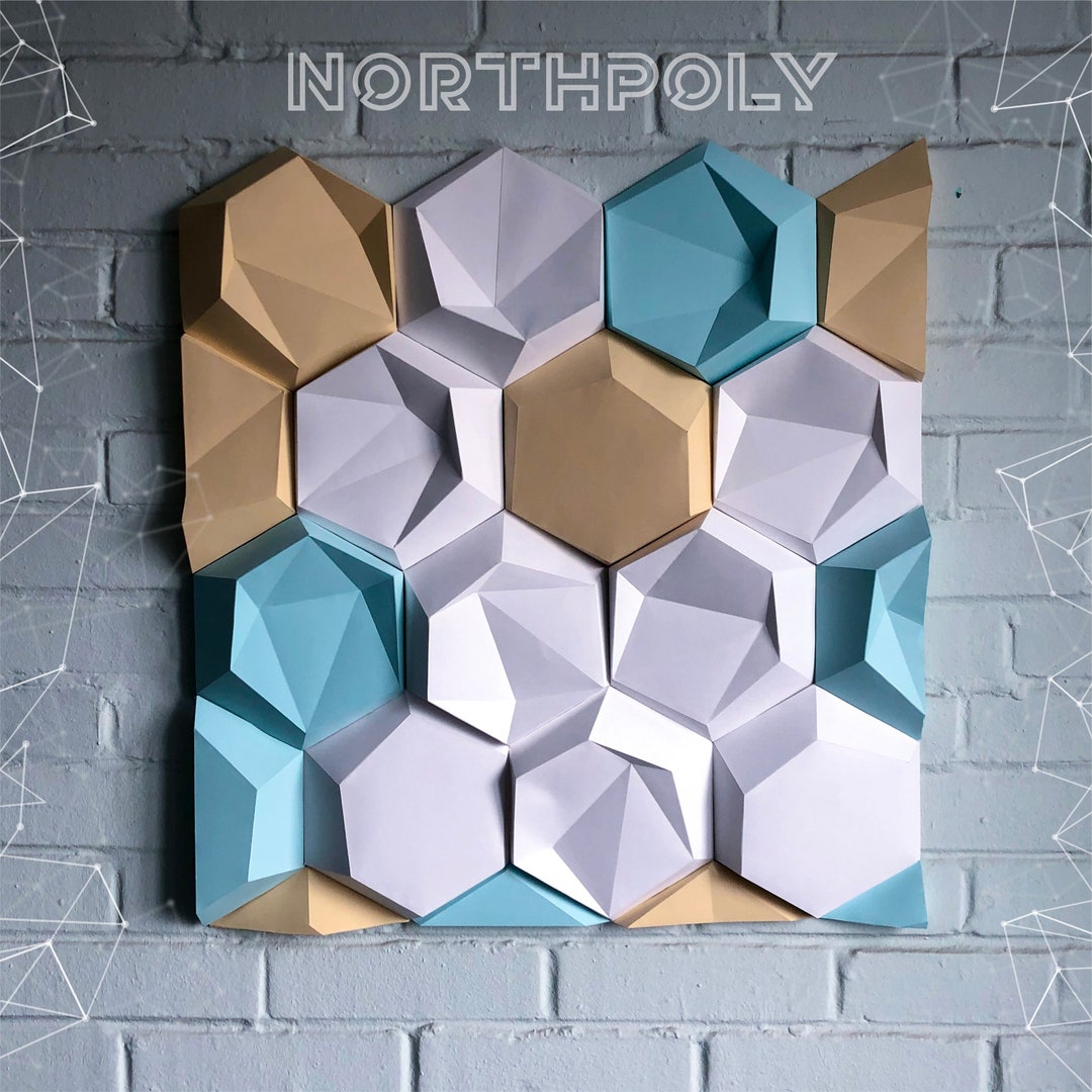 Hexagonal Tiles Papercraft, Digital Template, PDF Download, Gurko, 3D ...