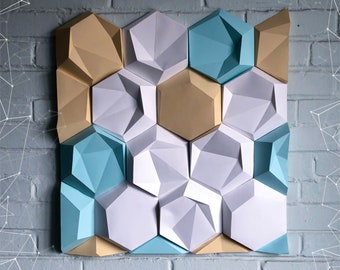 DIY 3D Paper Wall Art, Origami Wall Decor, Parametric Papercraft ...
