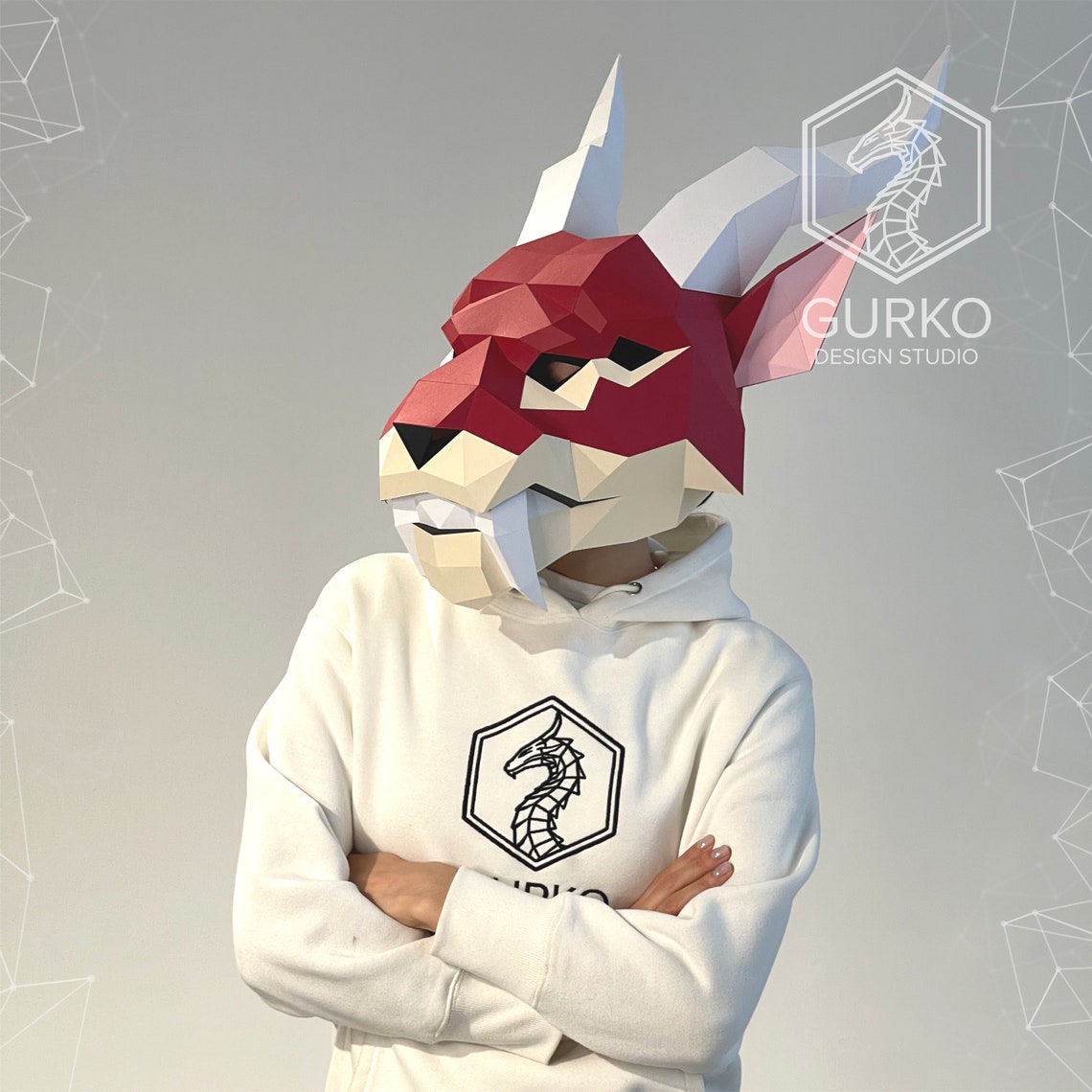 Chimera Mask Papercraft, Digital Template, PDF Download, Gurko, 3D Low ...