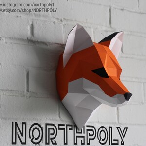 Fox Head Papercraft, Digital Template, PDF Download, Gurko, Trophy, 3D ...